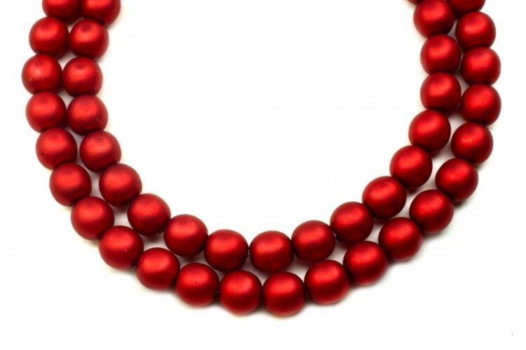 Жемчуг Preciosa, цвет 70598 матовый красный, 6мм, 10шт