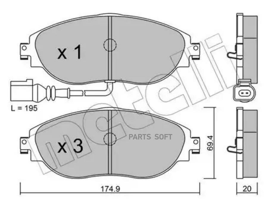 К-т дисков. тормоз. колодок Seat Alhambra, VW Sharan 2010- Front Metelli арт. 2209520