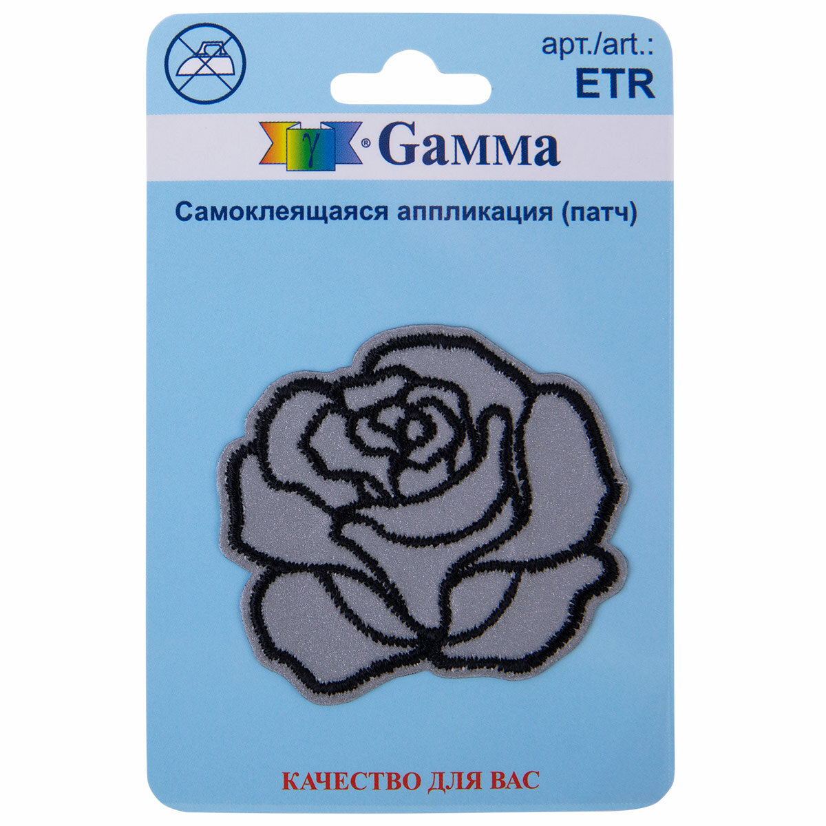 Gamma ETR Самоклеящаяся аппликация патч 01-117 Роза светоотражающая 5,3 х 4,9 см 1шт