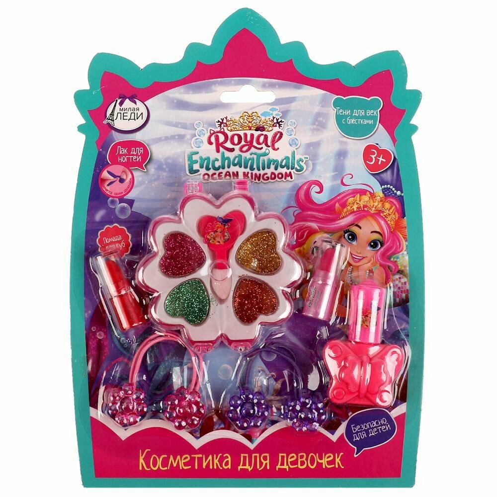 Косметика для девочек Энчантималс тени с блестками, лак, помады для губ Милая Леди 70535B-ENS