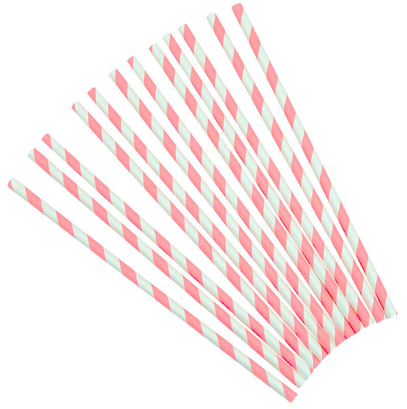 Трубочки для коктейля в/п 25шт в упаковке / розовые в полоску