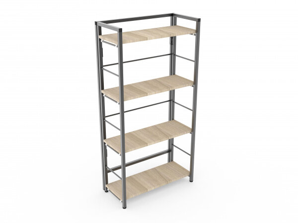 Стеллаж металлический сборный Титан Мета СЛС-1/1200, 605х290х1193+10мм, каркас-черный, полки - шимо светлый