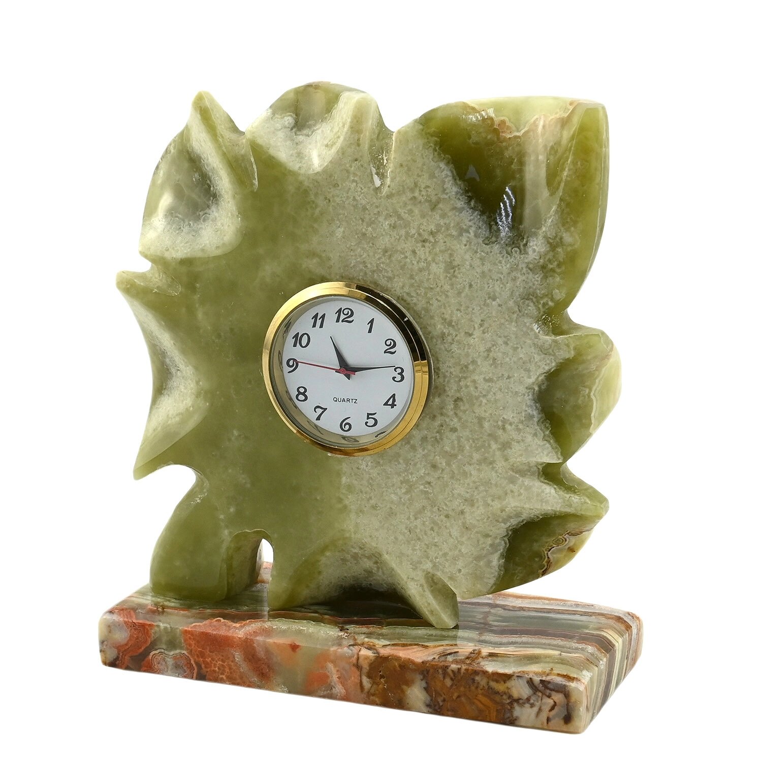 Настольные часы из оникса "Кленовый лист" 120*40*110мм .