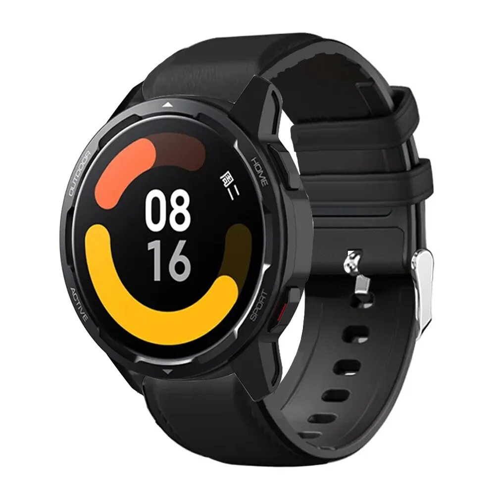 Кожано-силиконовый ремешок TAMISTER для Xiaomi Watch S1 Active 22mm width band, Leather black