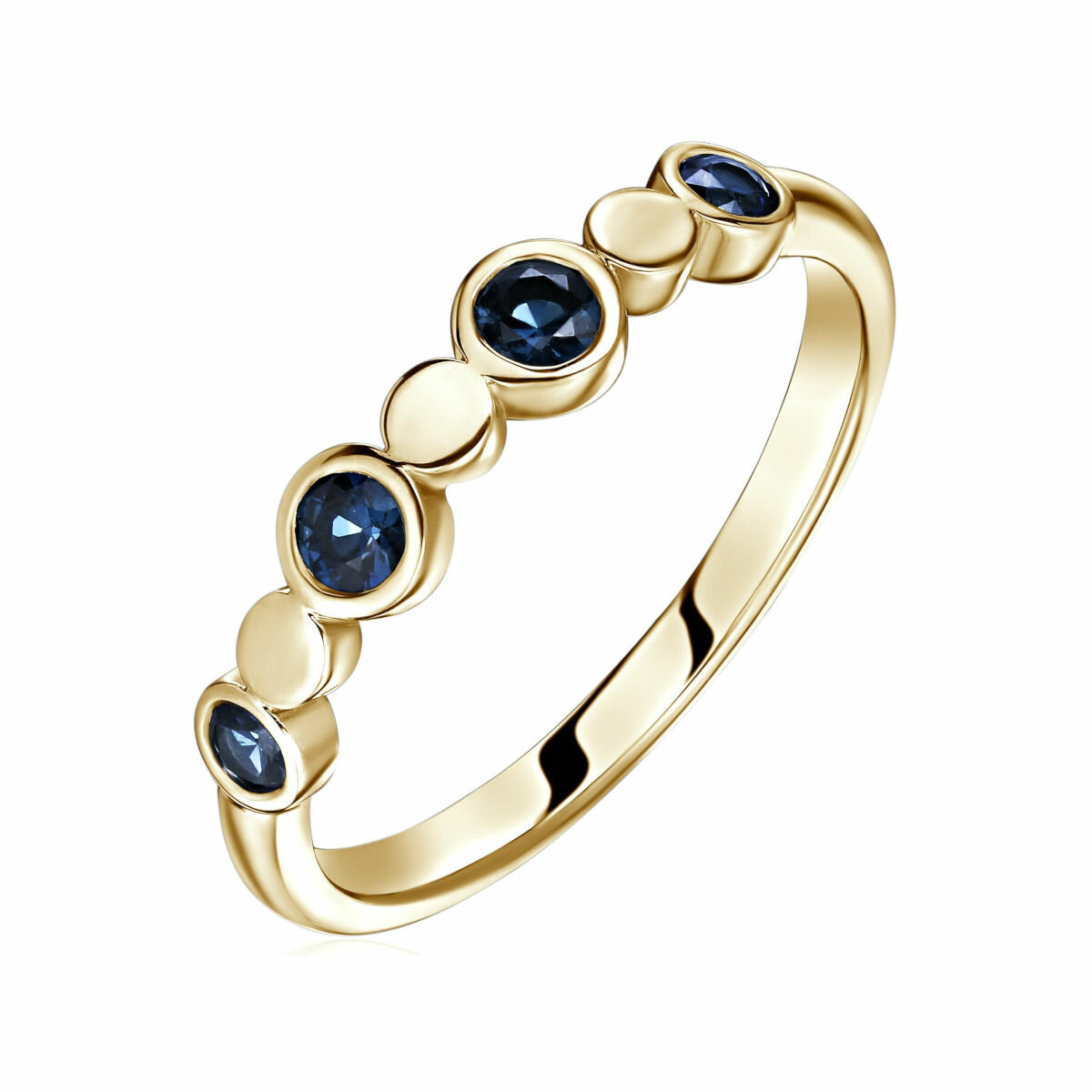 Кольцо, желтое золото, 585 проба, сапфир