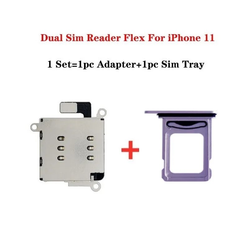 Устройство для чтения двух Sim-карт лоток держатель разъем гибкий ленточный кабель для iPhone 11 XR For iPhone 11 PurPle