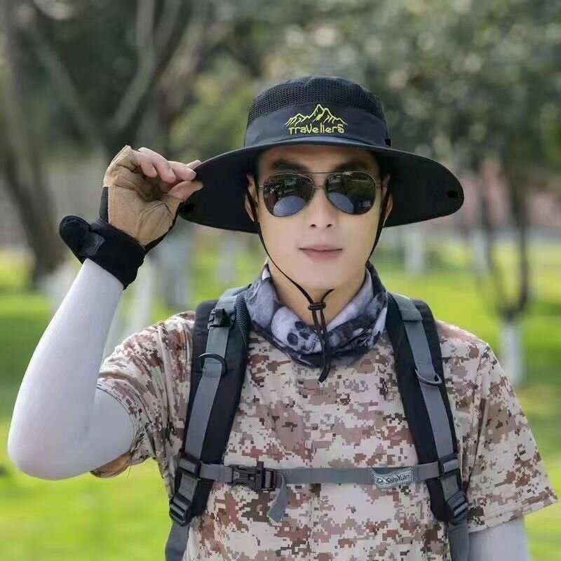 Мужская солнечная шляпа для улицы, летняя защита от солнца, повседневная корейская стильная рыбацкая , походов и рыбалки