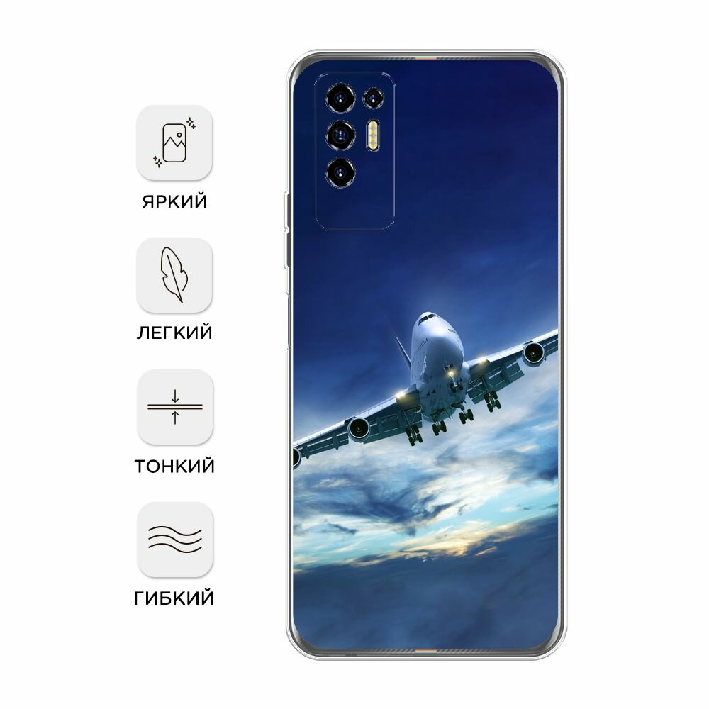 Чехол на Tecno Pova 2 / Текно Пова 2 с принтом "Самолет в небе" — фото 1