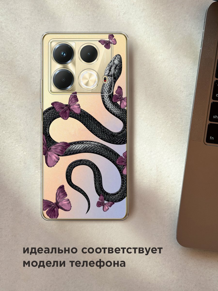Чехол на Infinix Note 40 / Инфиникс Нот 40 с принтом "Snake and butterflies 2" — фото 1
