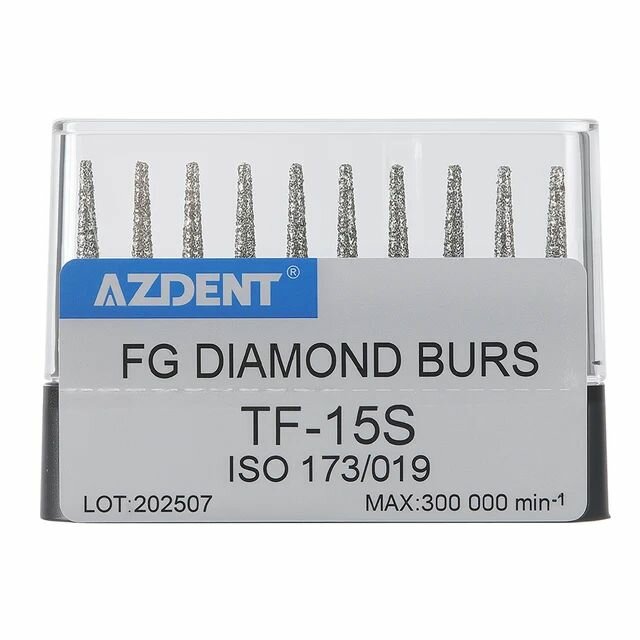 Стоматологические алмазные боры TF-15S, ISO 173/019 для высокоскоростных наконечников FG,10шт.