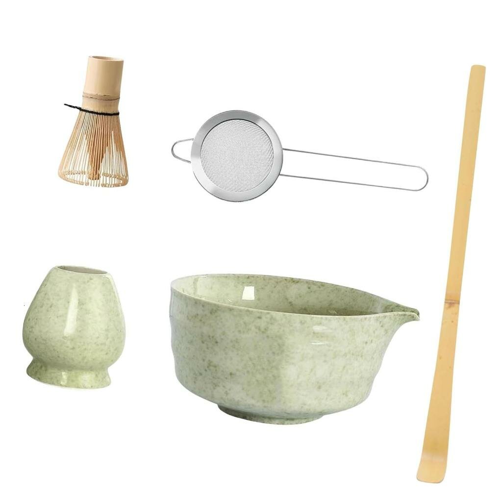 Керамический набор для матчи с бамбуковым венчиком, Чаша с широким горлышком matc