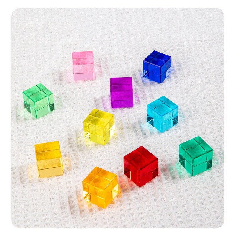Акриловые строительные блоки, прозрачные кубики, радужные блоки, креативные игрушки для детского сада, блоки из камней света и тени.