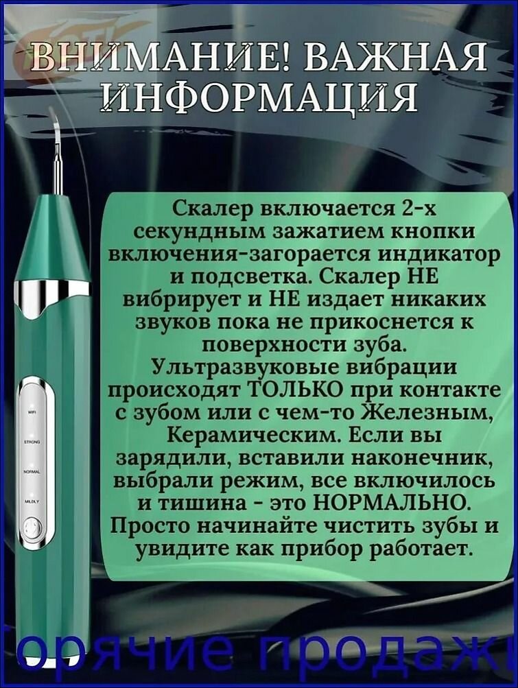 Скалер для собак "Ультразвуковой", для удаления зубного камня, ABS пластик/Нержавеющая сталь