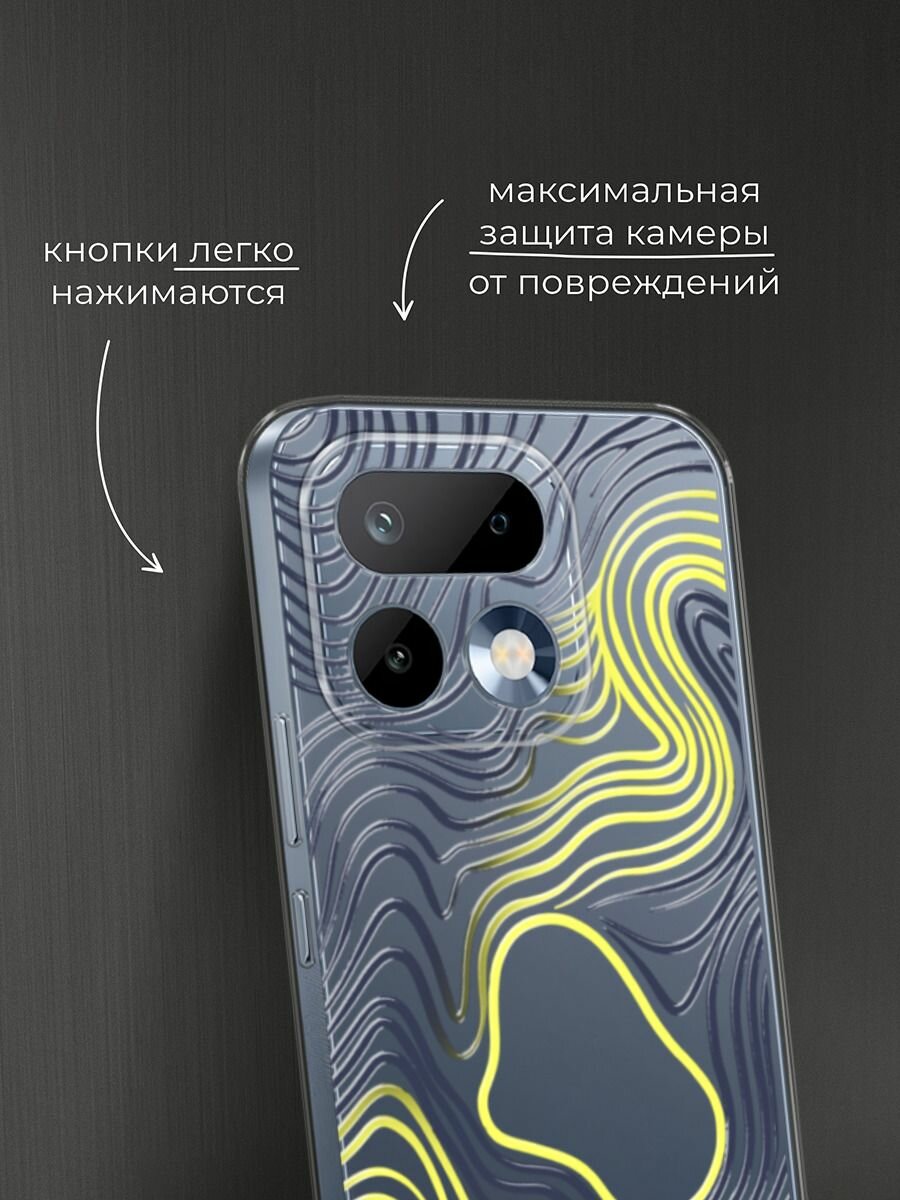 Силиконовый чехол на Realme 16 Pro / Реалме 16 Про с принтом Волны с желтым отливом 4 — фото 1