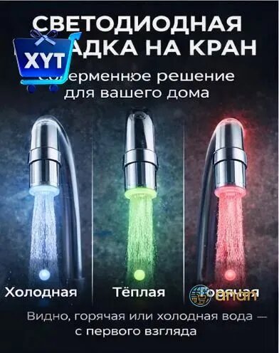 Насадка на кран для кухни c подсветкой, аэратор для смесителя, 24мм