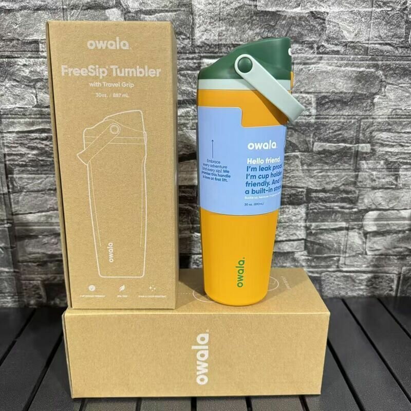 Термокружка Owala FreeSip 30oz изолированная бутылка для воды оранжевая