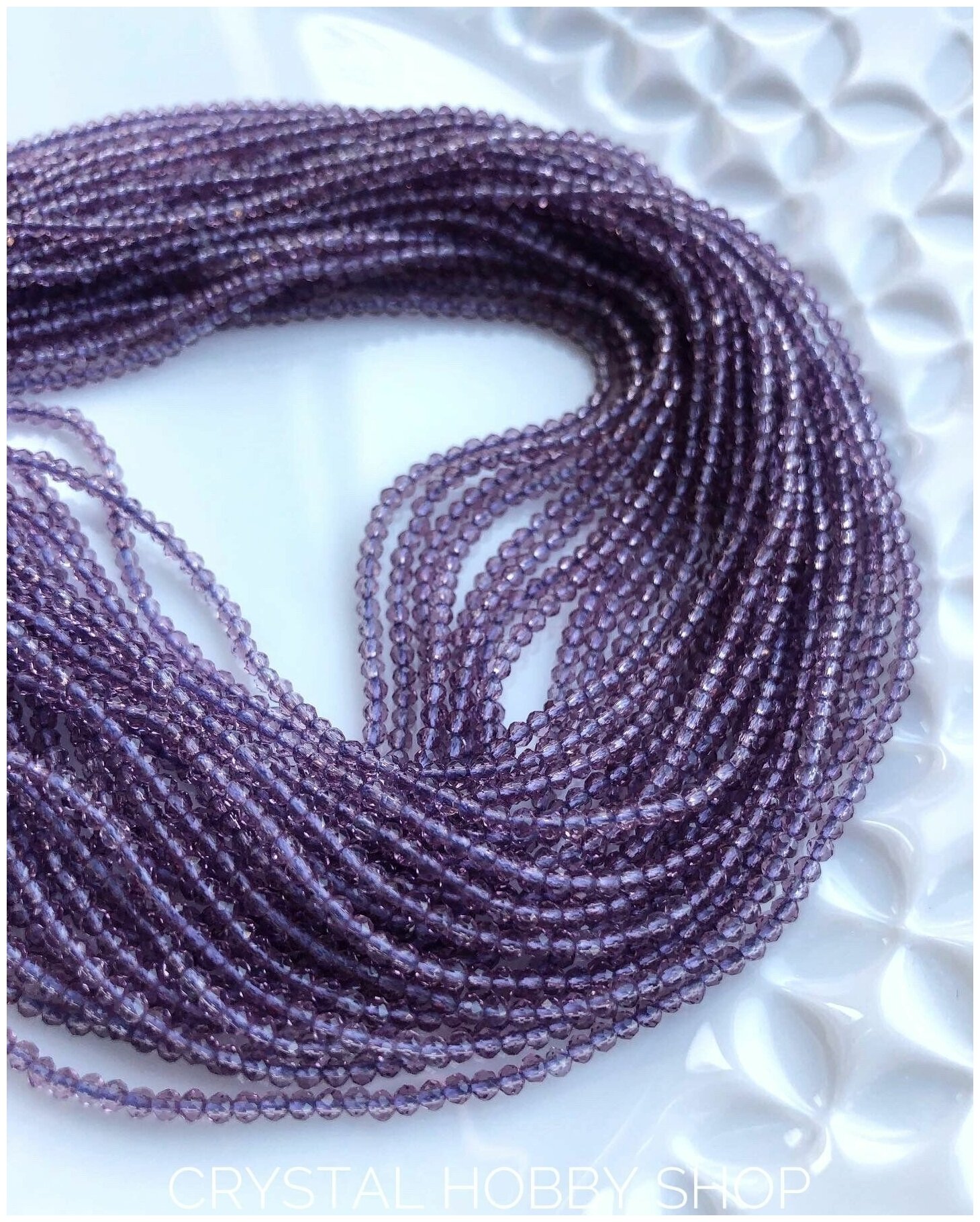 Шпинель природная бусины шар граненый 2 мм, 3 нити, около 600 шт, цвет: Фиолетовый