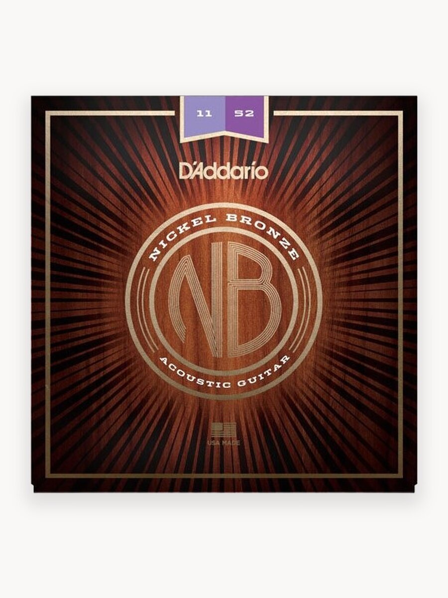 NB1152 Nickel Bronze Комплект струн для акустической гитары, Custom Light, 11-52, D'Addario