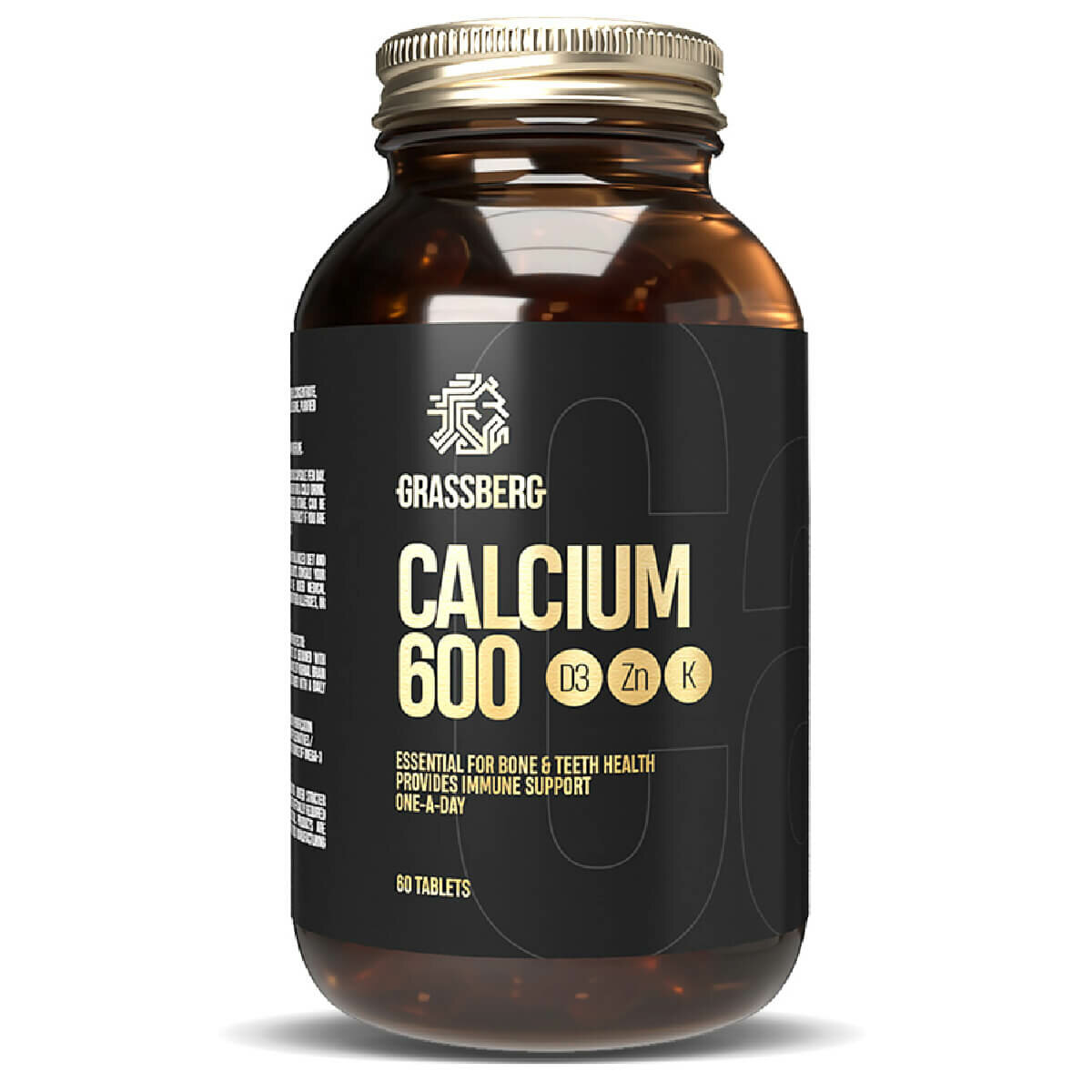 Кальций 600 + D3 + Цинк с витамином К1, 60 таблеток, GRASSBERG