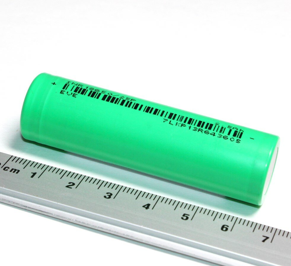 Аккумулятор EVE INR18650/25P 3,6V, 2500mAh, 30A Li-ion высокотоковый, EVE