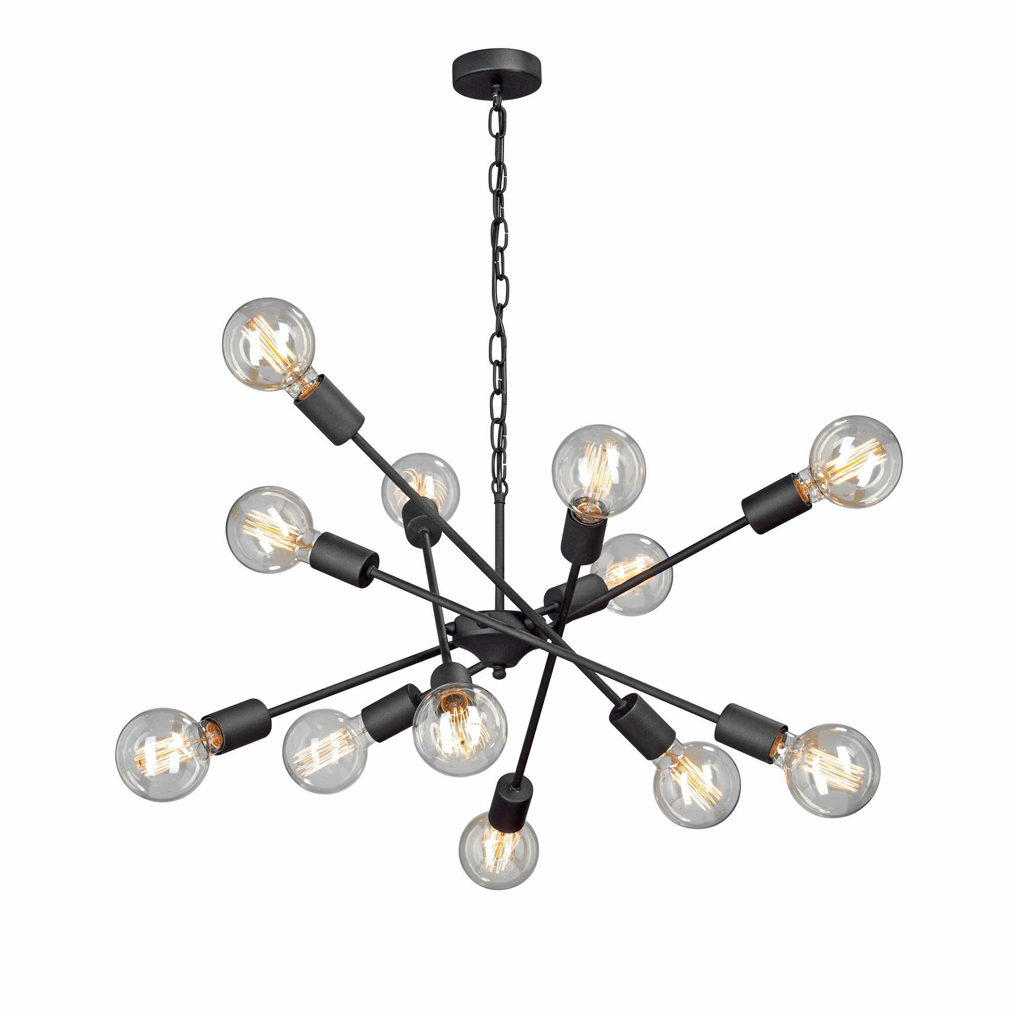 Люстра подвесная Vitaluce Спутник 12 ламп 36м? Е27 цвет черный матовый