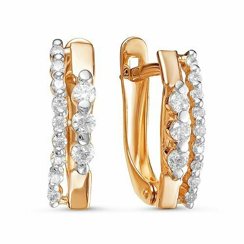 Серьги, красное золото, 585 проба, фианит