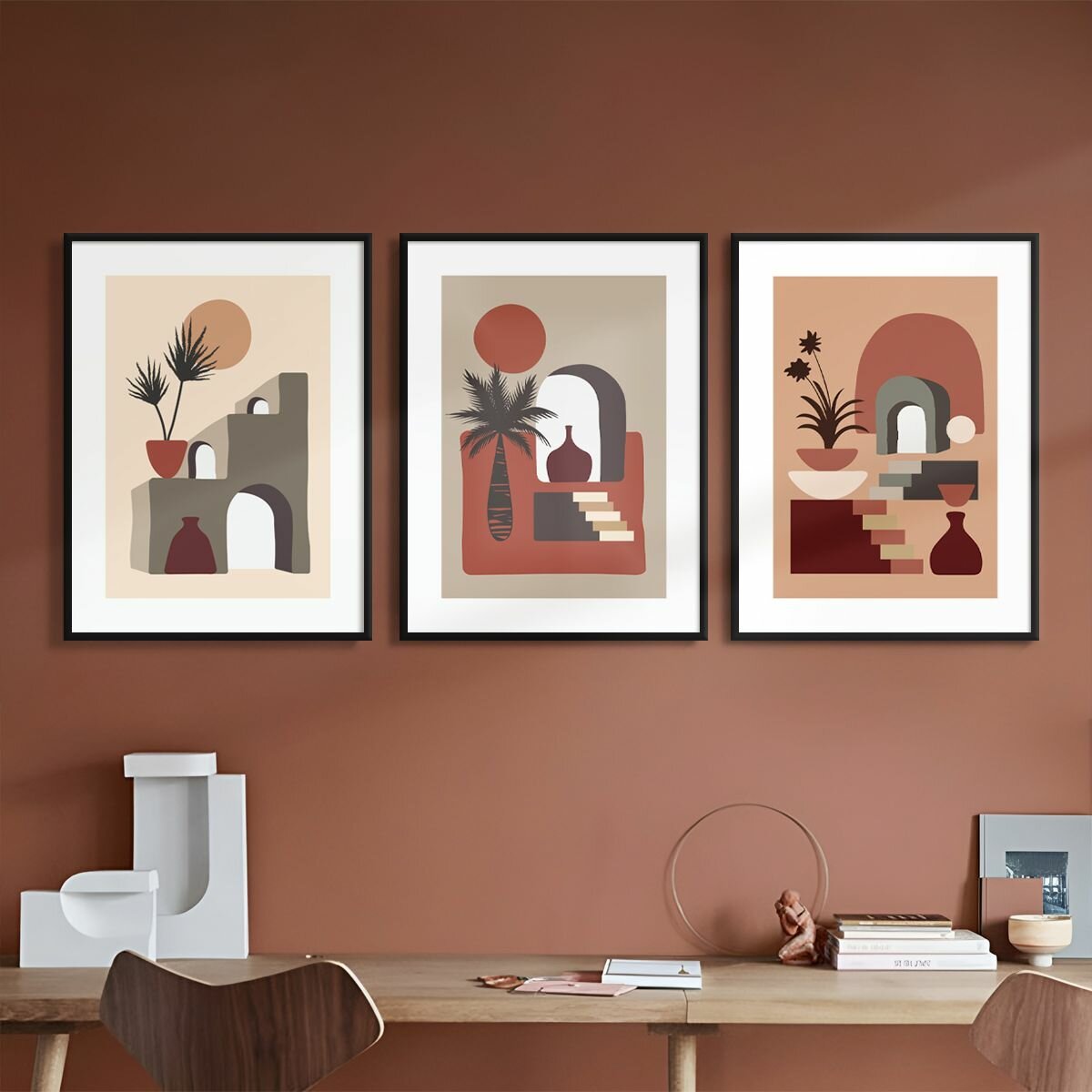 Постер 3 шт 50х70 без рамки "Южный город бохо" набор картин для интерьера