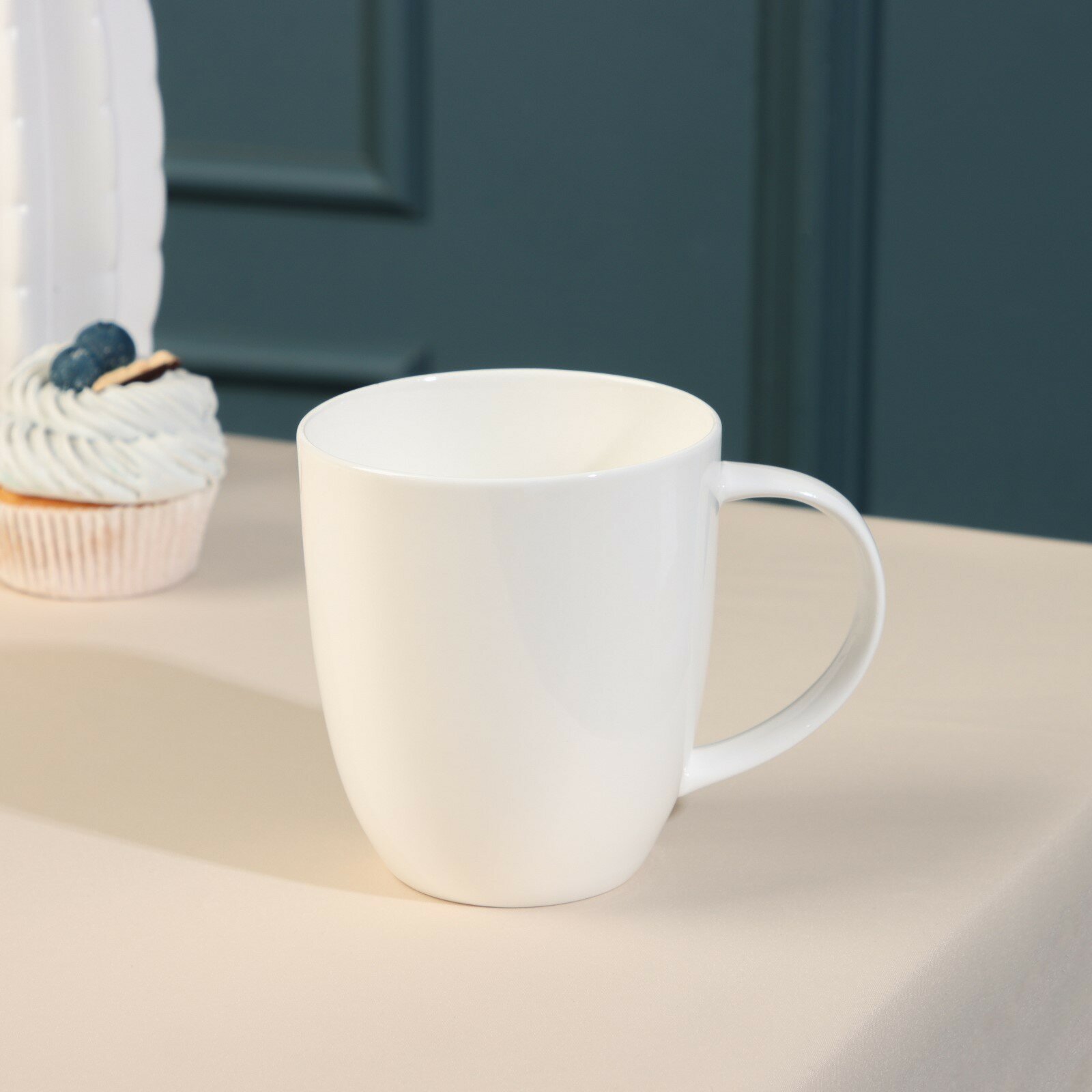 Кружка "Barista" Коралл, фарфор, 400 мл, белая, СВЧ, для посудомойки