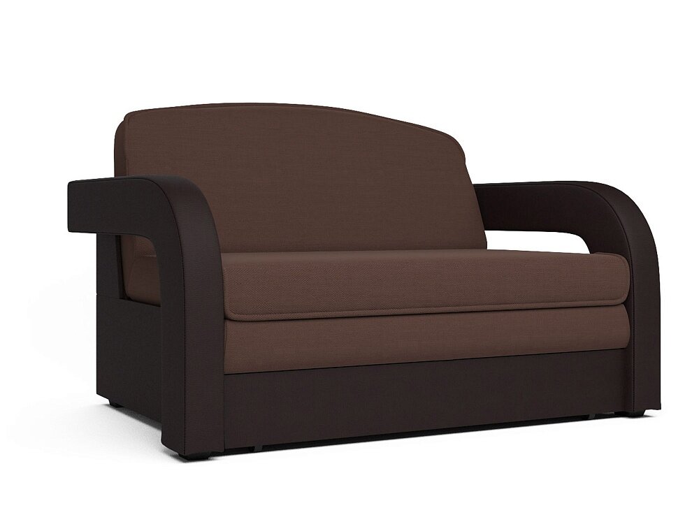 Прямой диван Кармен 2 Коричневый Рогожка Экокожа, выкатной, 140х80х95 см, с ящиком для белья