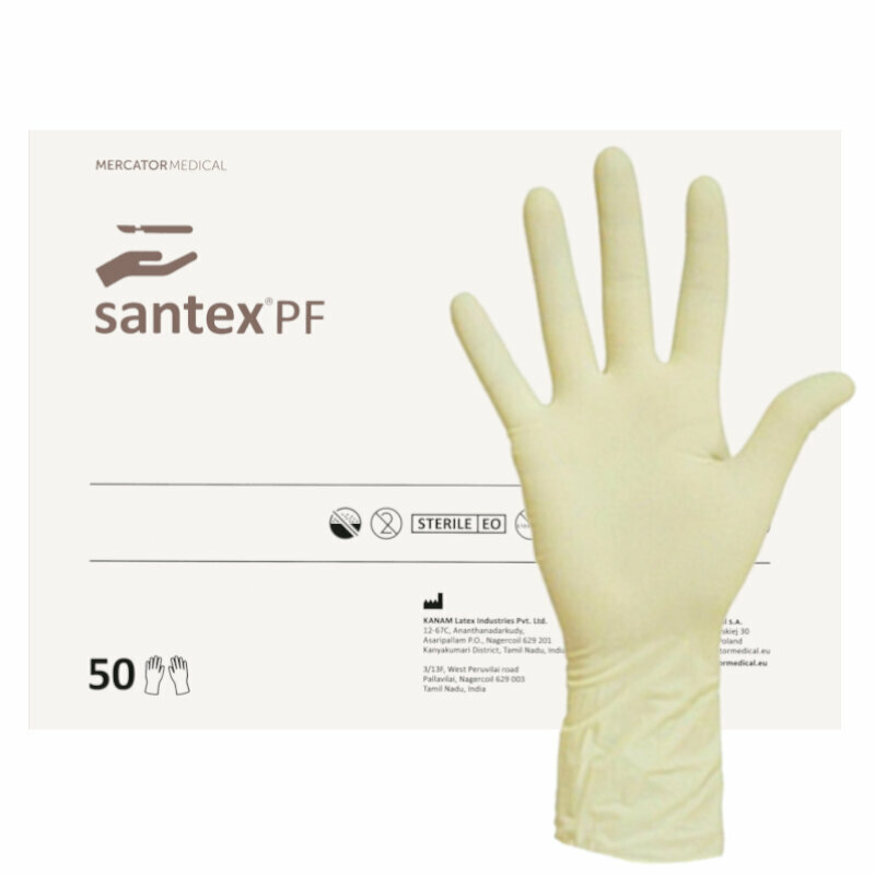 Перчатки хирургические латексные стерильные Santex PF с валиком (8.5, 50 пар)