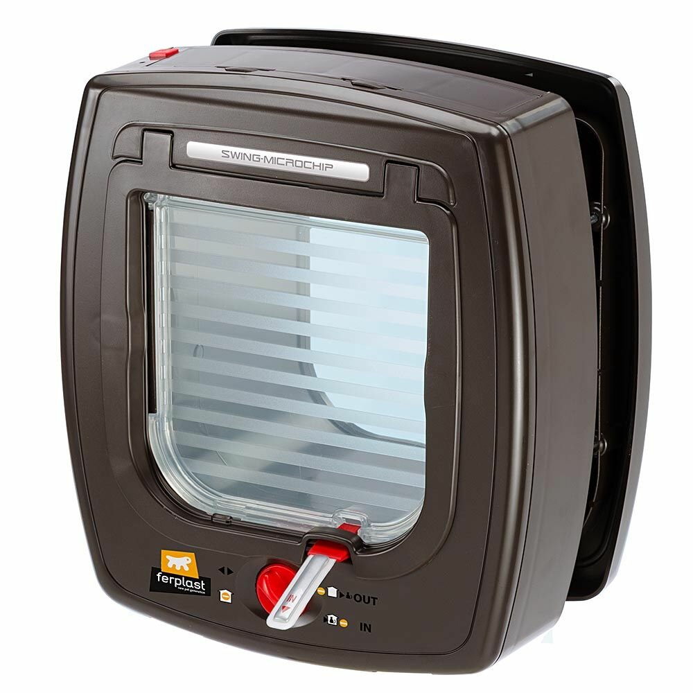 Дверца для животных Ferplast SWING MICROCHIP на улицу, система защиты от сквозняков, коричневая (определитель микрочипа)