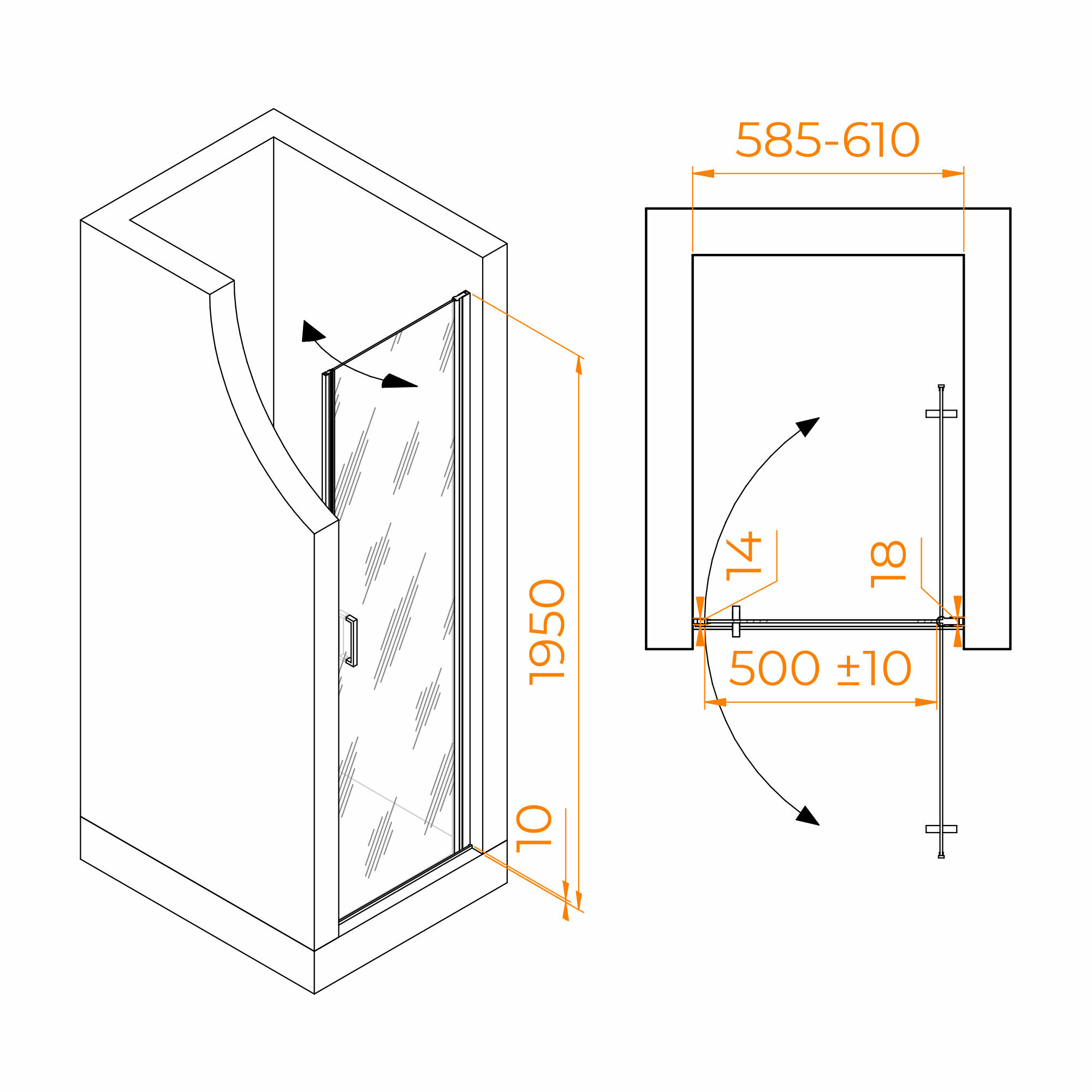 Душевая дверь  60*195 RGW LE-003-Gr Серый/Прозрачное/6 мм 351200306-110