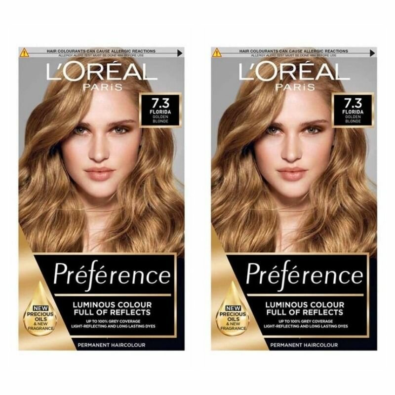 L Oreal Paris Стойкая краска для волос, Preference, тон 7.3, Флорида, 2 шт.