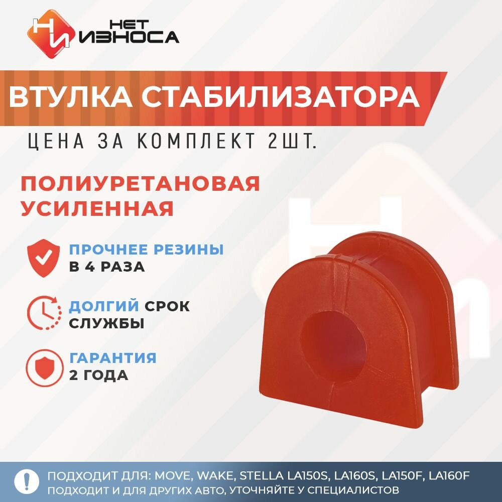Втулка стабилизатора передней подвески NB717-2 полиуретановая усиленная Move, Wake, Stella LA150S, LA160S, LA150F, LA160F