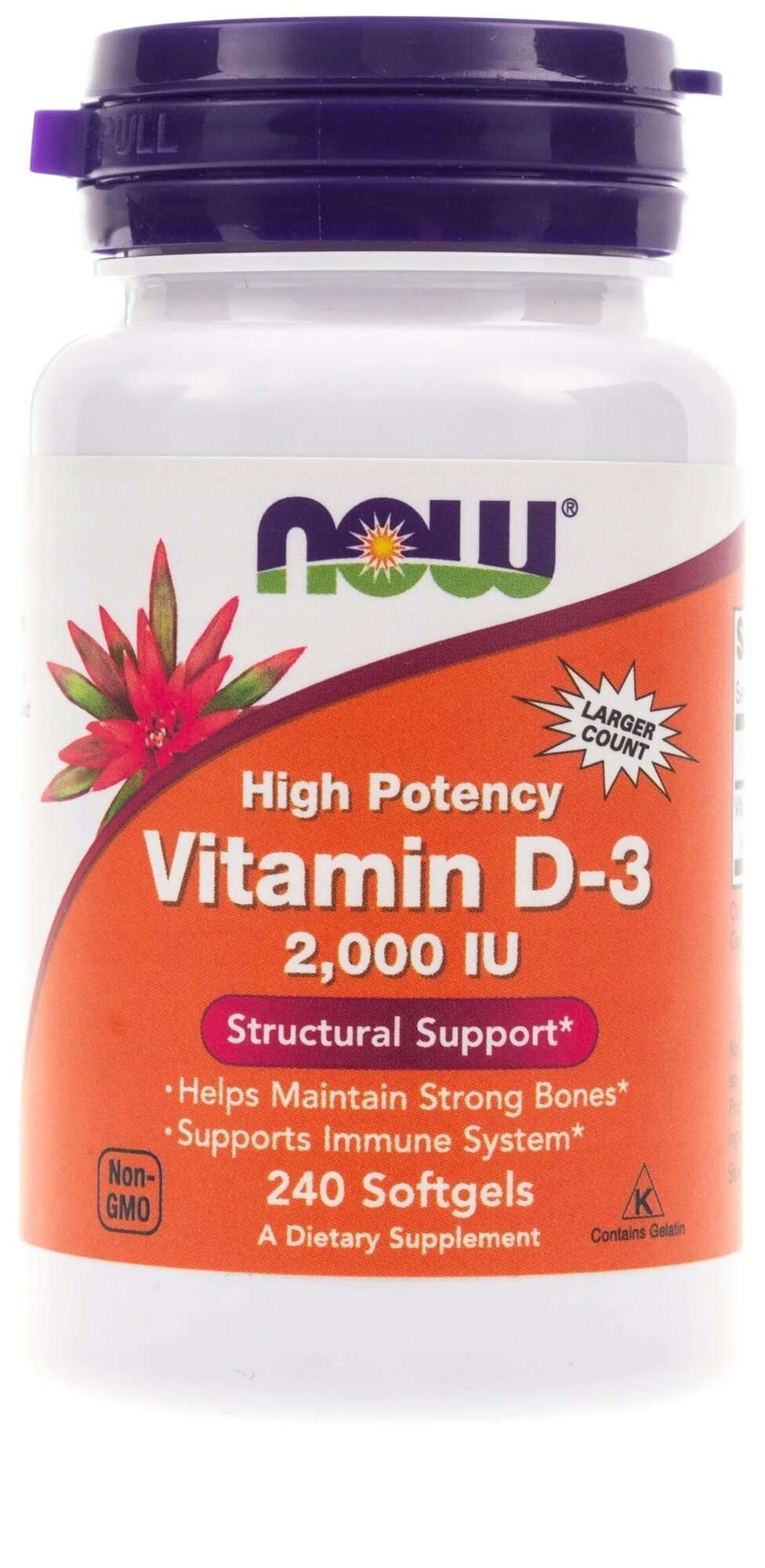 Витамин д3, NOW Foods, Vitamin D3, в мягких капсулах, 2000 IU, 240 шт.