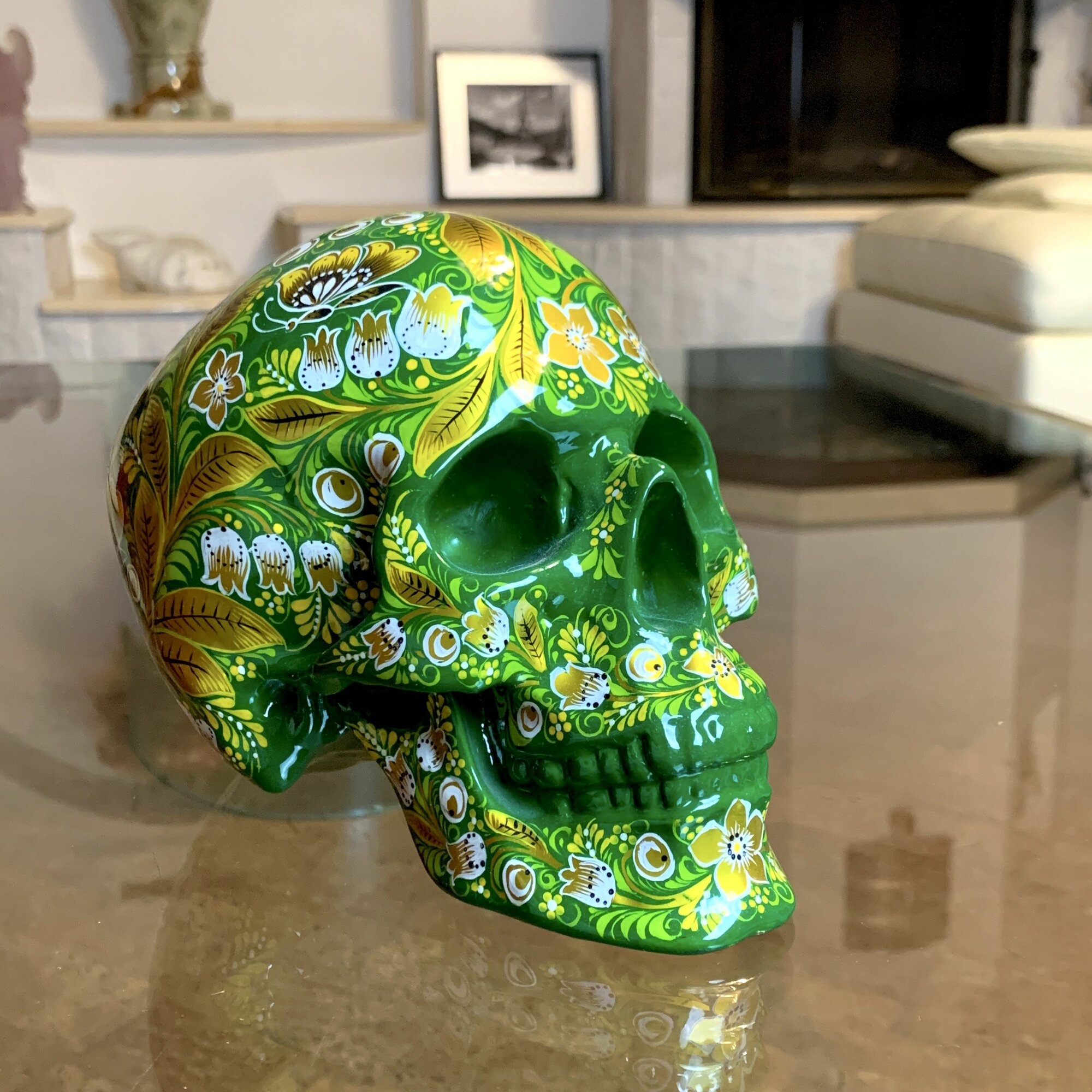 Скульптура "Череп" фарфоровая статуэтка интерьерная авторская ручная работа