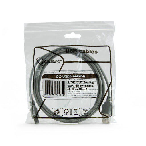 Кабель USB 2.0 - AM - mini B 5P 1.8m