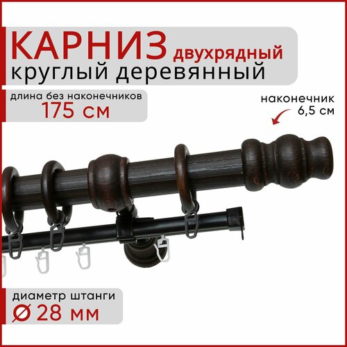 Карниз для штор и тюля Уют круглый деревянный настенный двухрядный ...