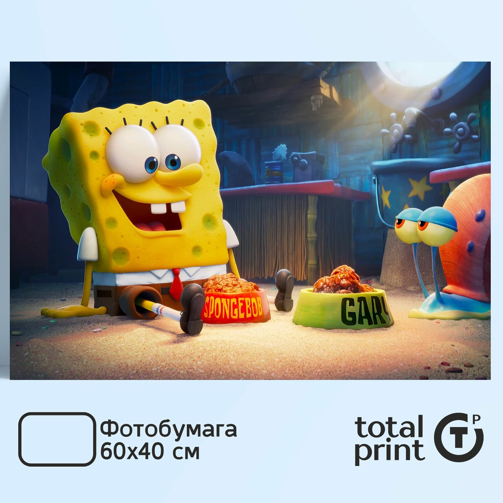 TotalPrint Постер для интерьера, 60х40см, Губка Боб