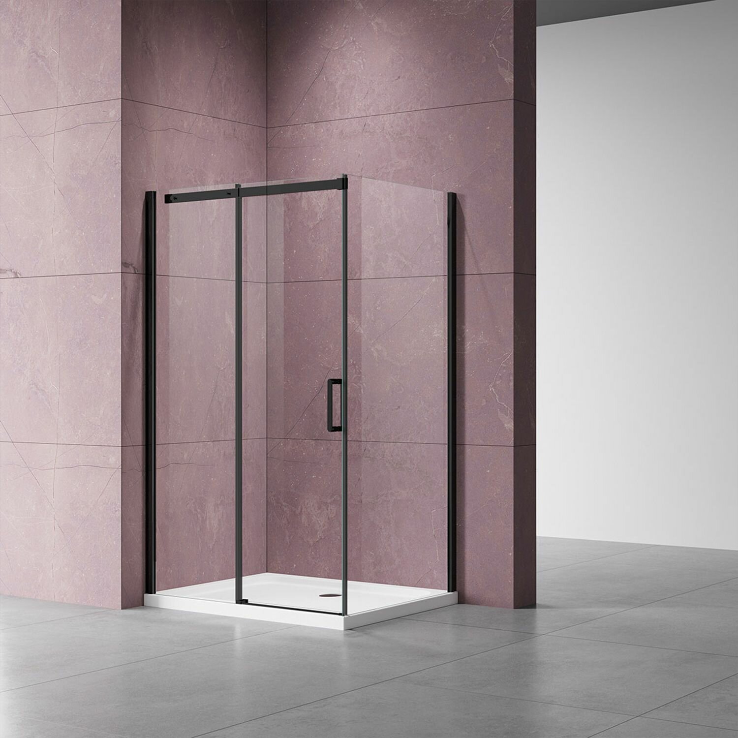 Душевой уголок Vincea Dice VSR-4D1015CLB, 1500х1000, черный, стекло прозрачное