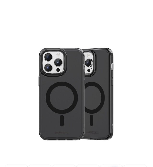 Чехол для iPhone 15 Pro (6.1"), Recci Crystal Color Series with MagSafe, Черный + Прозрачный