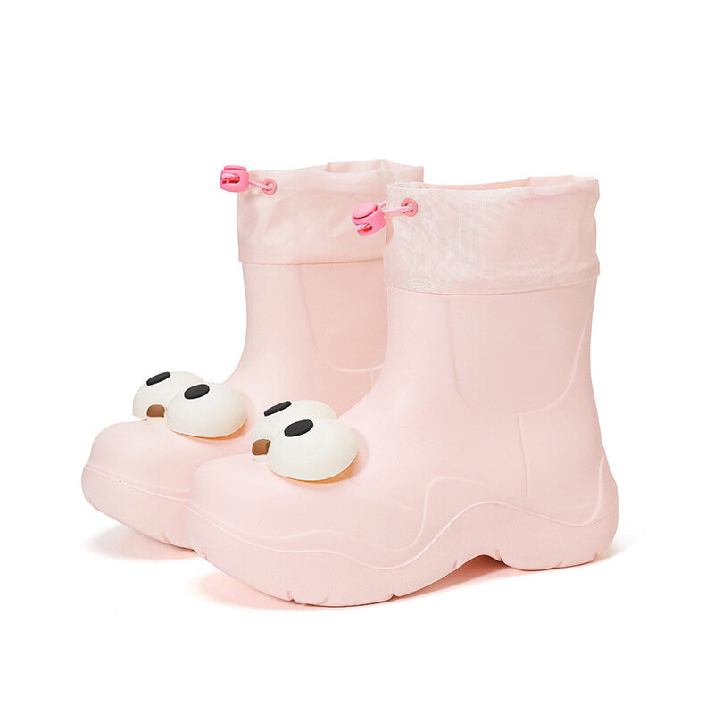 Летние полусапожки, новые милые резиновые сапоги карамельного цвета, модные водонепроницаемые резиновые сапоги средней высоты, наружная резиновая обувь, нескользящая интегрированная водонепроницаемая обувьРазмер обуви. EU:37-38