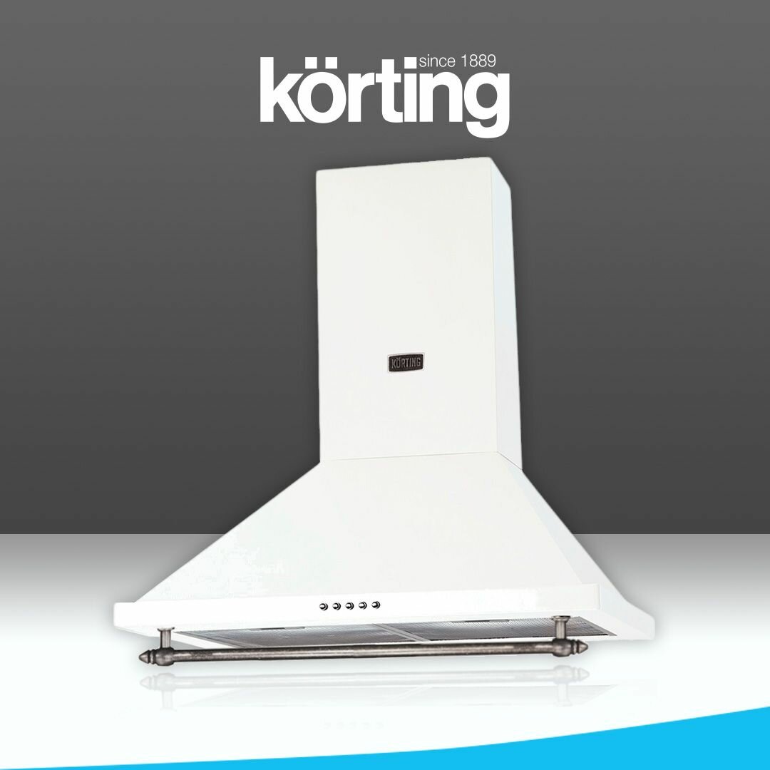 Купольная вытяжка Korting KHC 6750 RSI ширина 60 см, производительность 750 м3/ч, 3 скорости, античный белый