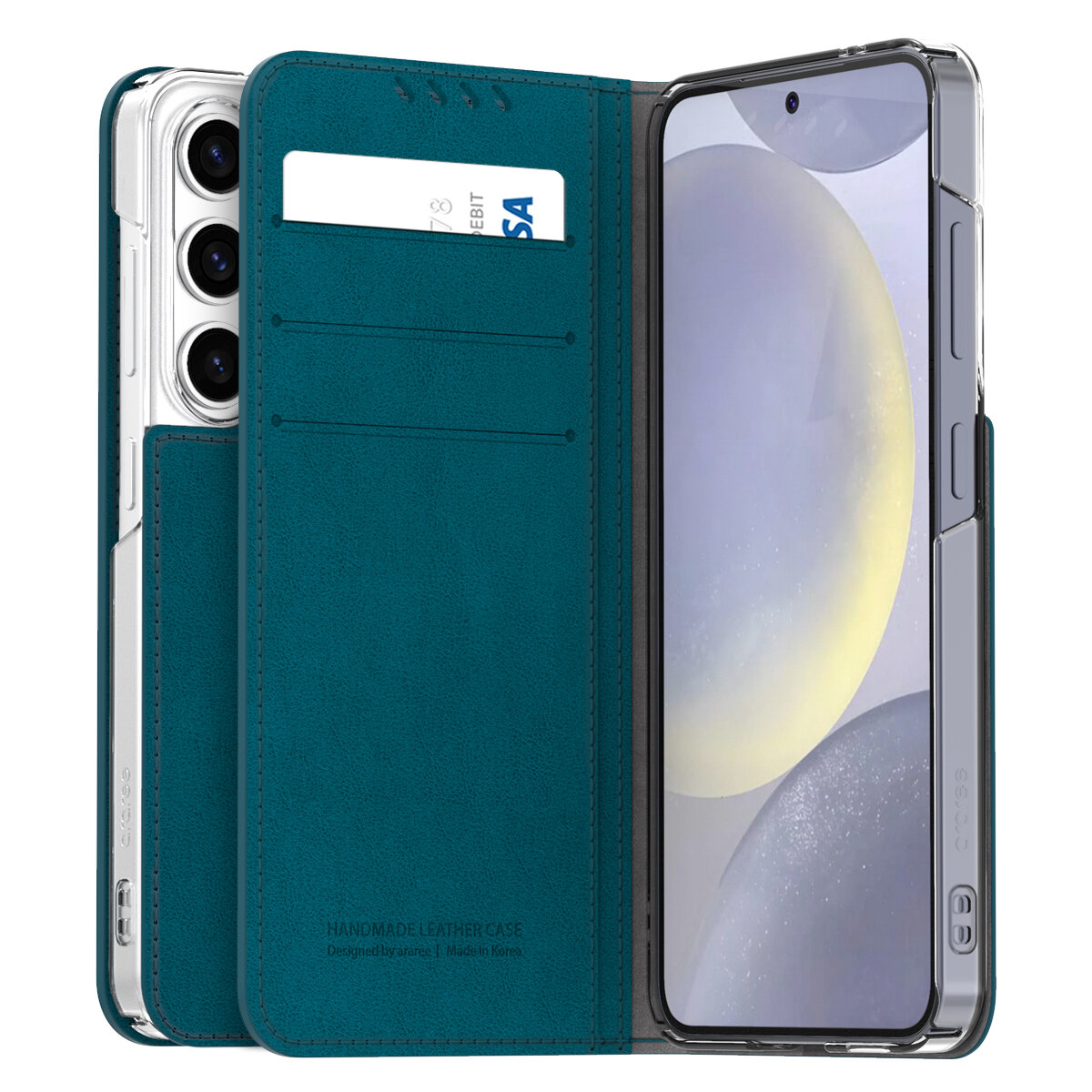 Чехол-книжка Araree Mustang для Samsung Galaxy S24, с отделением для карт, синий