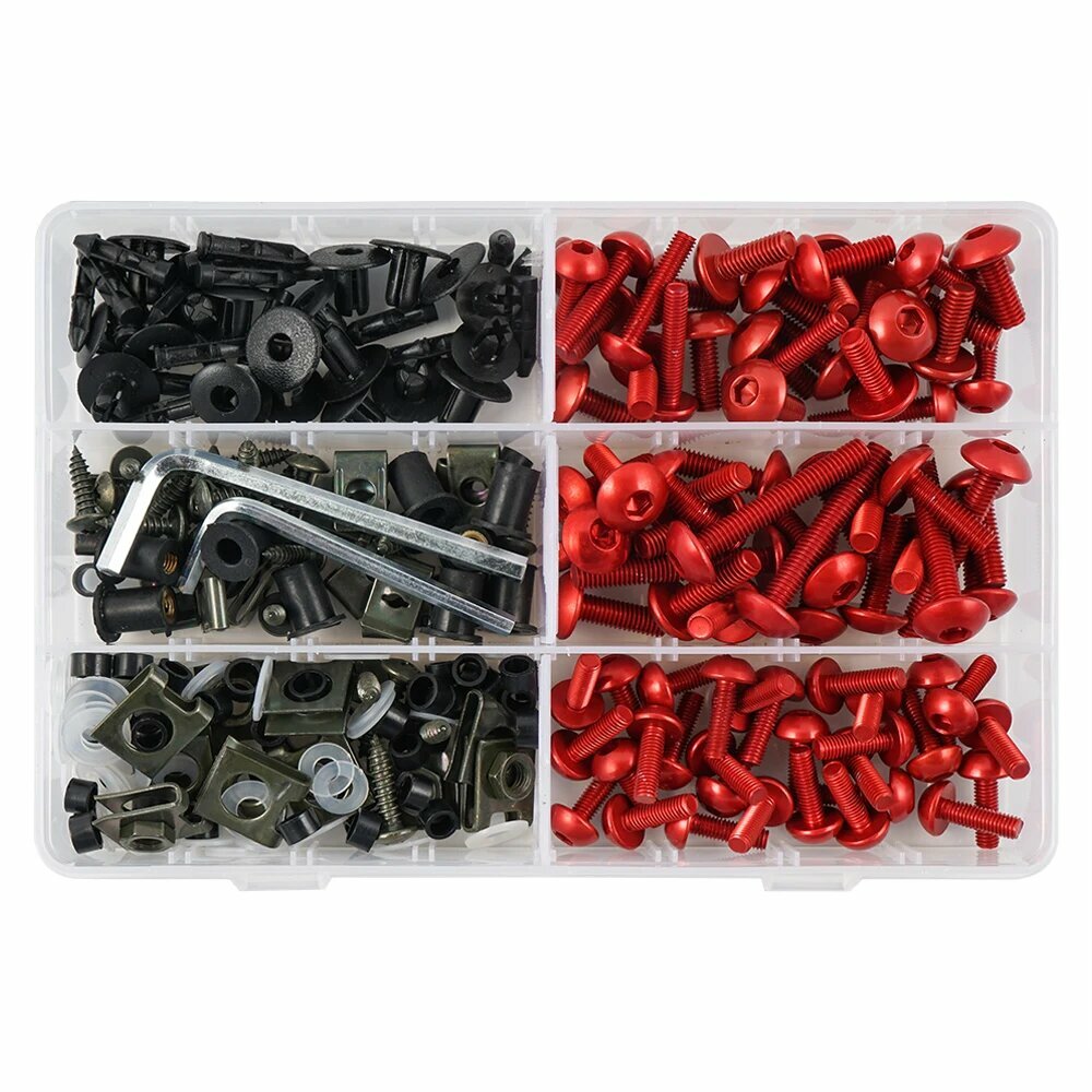 253 шт. комплект болтов для обтекателя мотоцикла, крепежные винты для Kawasaki Ninja 250R 300 400 500 600R Ninja ZX6R ZX7R ZX9R ZX10R ZX12R Красный