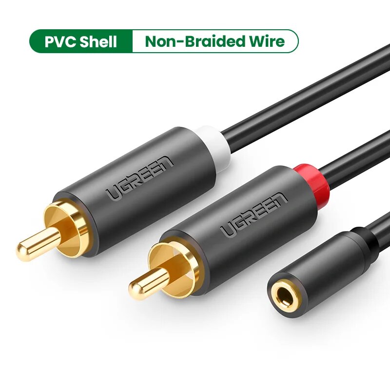 Аудиокабель UGREEN 3,5 мм на 2 RCA