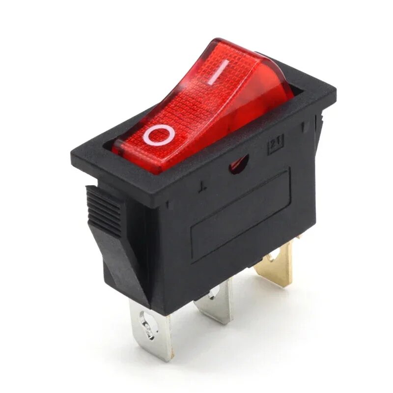 Переключатель KCD3 2 позиции красный, 16А, 250В, Red Light