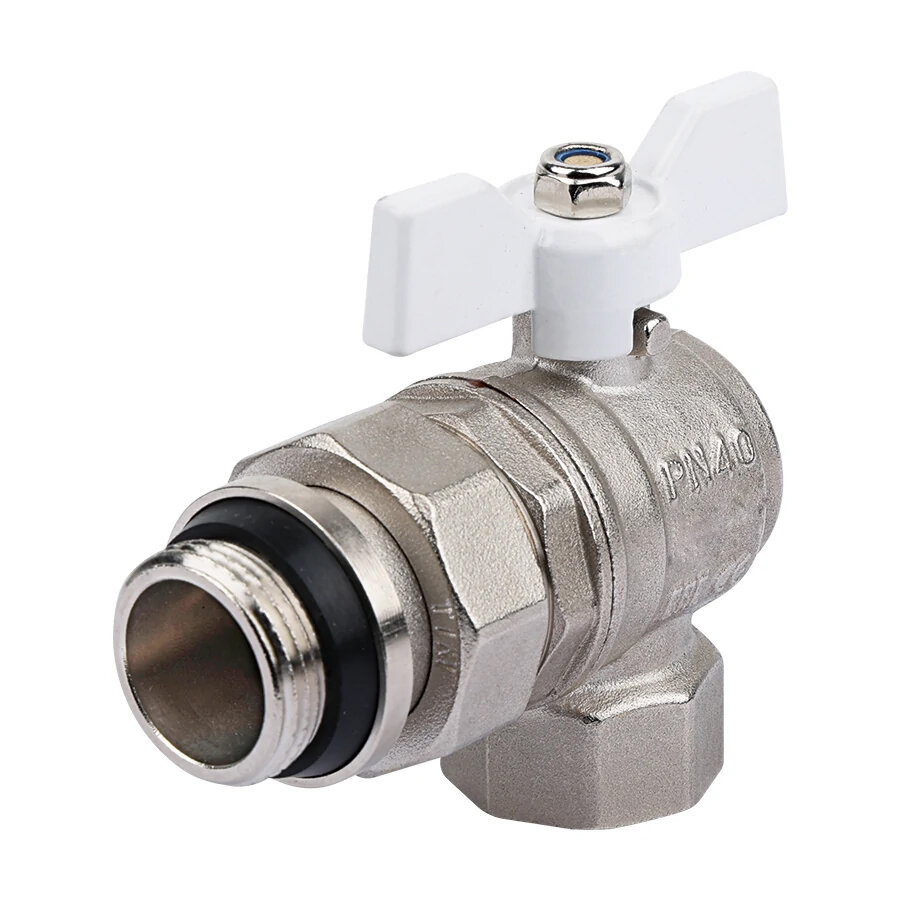 Кран шаровой угловой с полусгоном и дополнительным уплотнением 1" ВР/НР TIM DE2237N