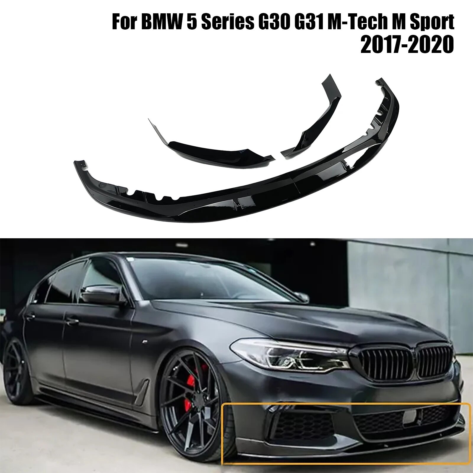 Бампер передний G30 G31 M-Sport, Glossy Black, карбон