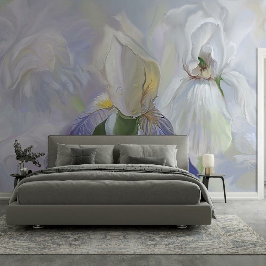 Фотообои Нежные ирисы 13-394-S-Флок 270 x 200 см (ВхШ) Бесшовные, флизелиновые, влагостойкие обои MasterFresok